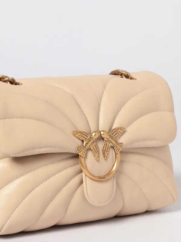 Pinko Quilted Leather Shoulder Bag - Beige