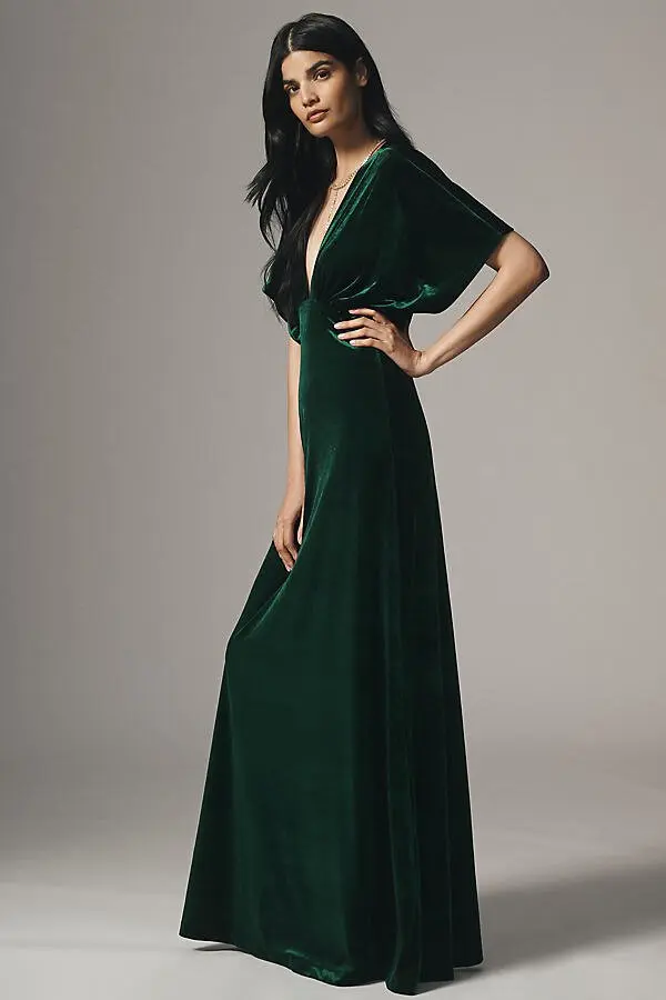bhldn amelia deep v satin maxi dress Anthropologie BHLDN Amelia Deep-V Satin, Maxi Dress -