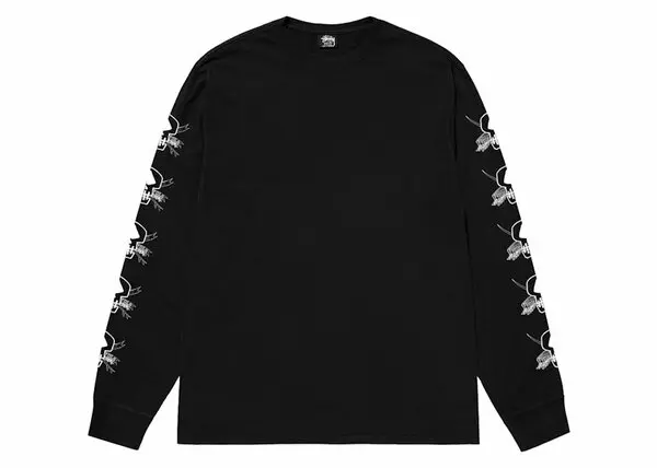 StÜssy Foils Long Sleeve Pigment Dyed Tee Shirt - Black