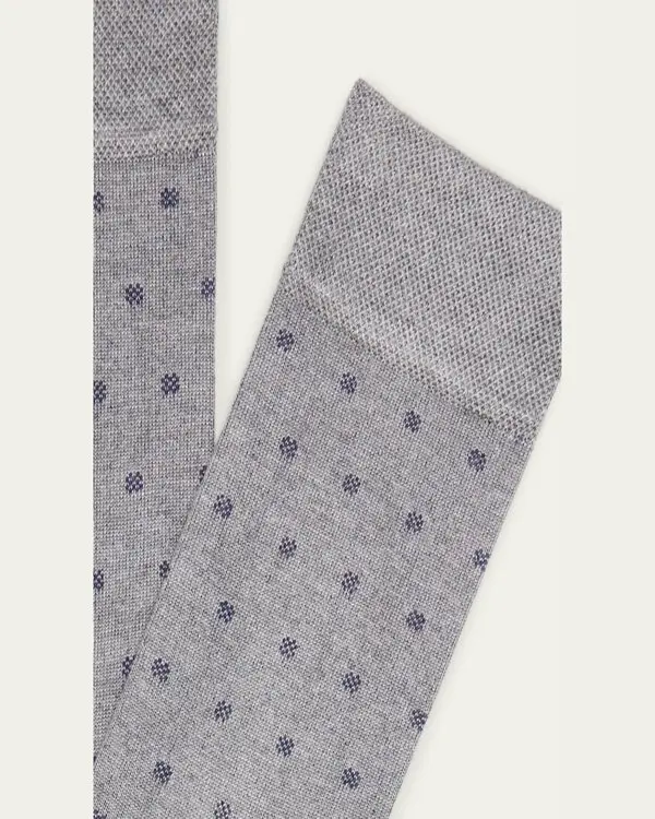 Marcoliani Modal Cashmere Polka Dot Mid-calf Socks - Navy