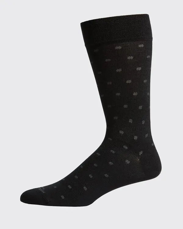 Marcoliani Modal Cashmere Polka Dot Mid-calf Socks - Oxford Black