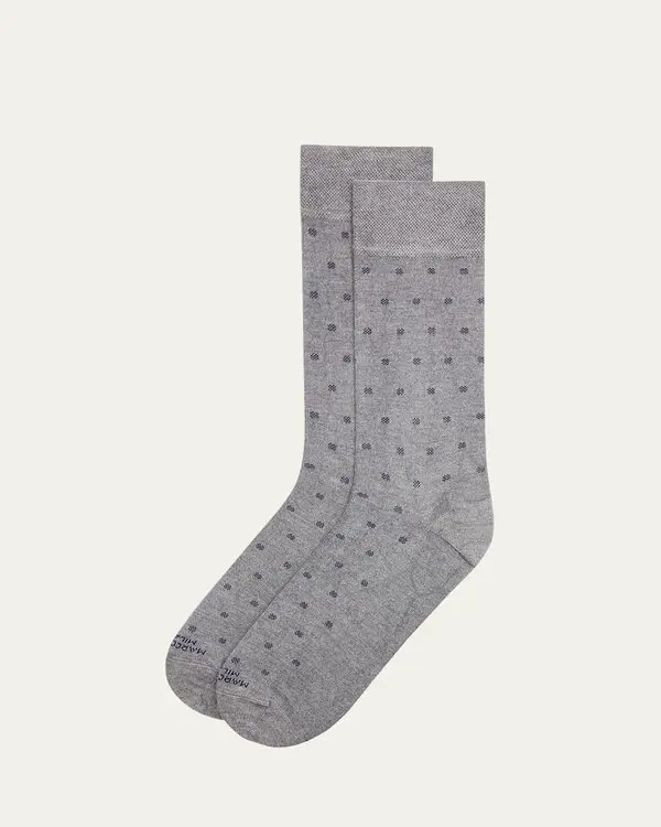 Marcoliani Modal Cashmere Polka Dot Mid-calf Socks - Silver Grey