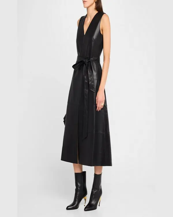 tanya taylor leather dress Reinella Vegan Midi In Black - 51% Off Midi dress