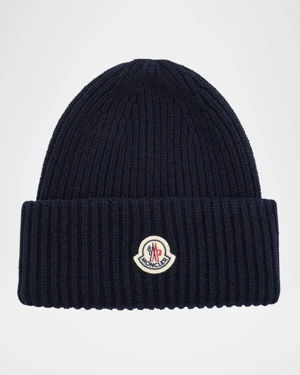 Moncler Ribbed Beanie - Navy