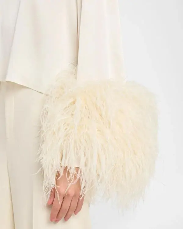 Lapointe Feather-trim Crop Top