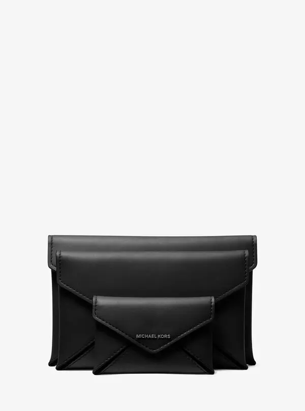 Michael Kors Jordi 3-in-1 Leather Envelope Wallet In By - Black