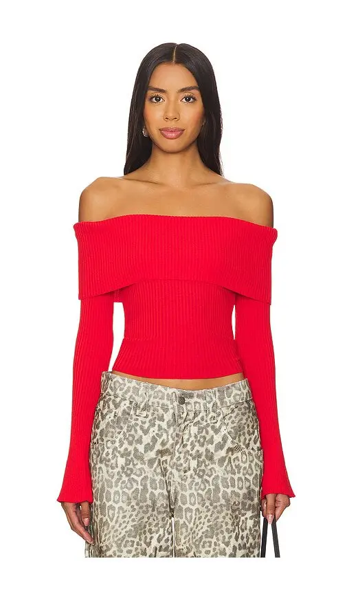 MORE TO COME Candace Off Shoulder Sweater - Red