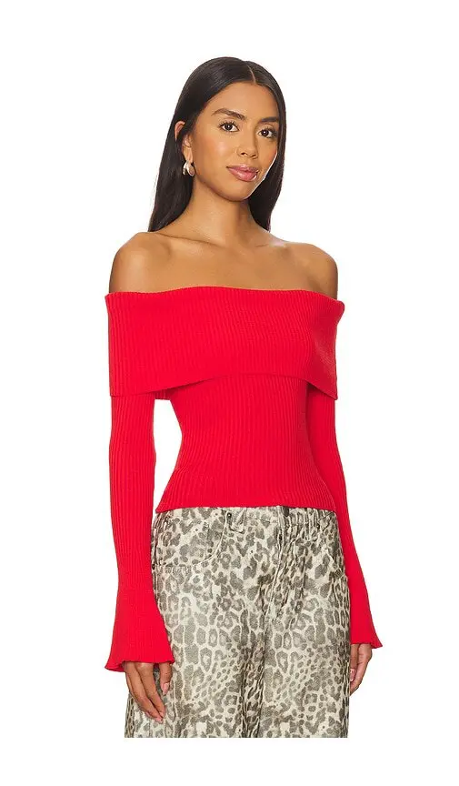 MORE TO COME Candace Off Shoulder Sweater - Red