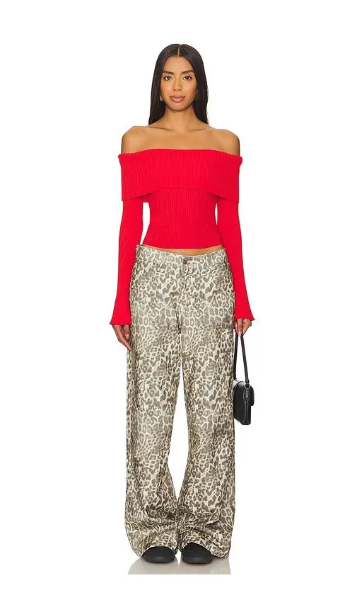MORE TO COME Candace Off Shoulder Sweater - Red