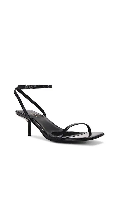 Raye Misty Square Toe Kitten Heel Sandal - Black