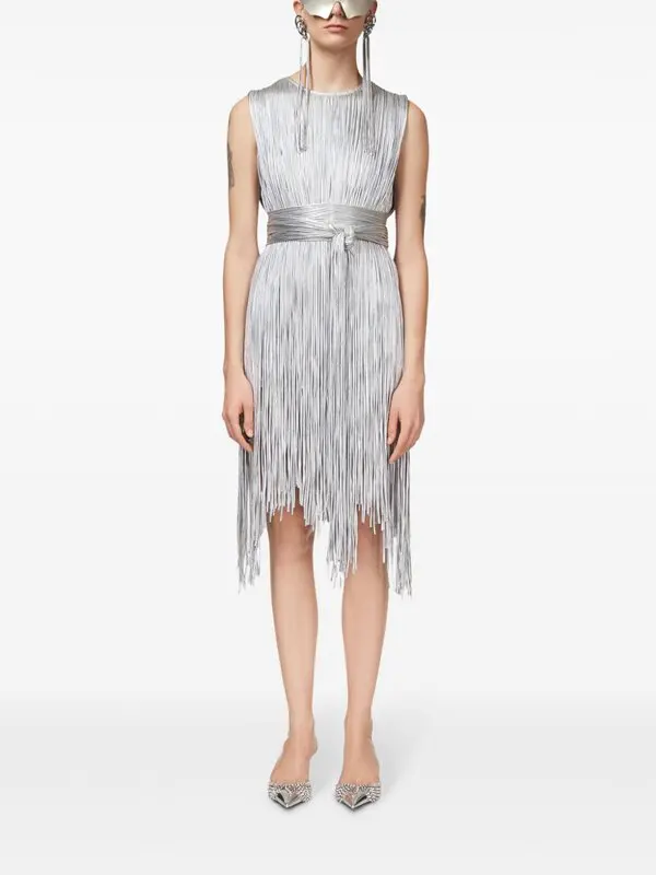 AREA Metallic Fringe Mini Dress