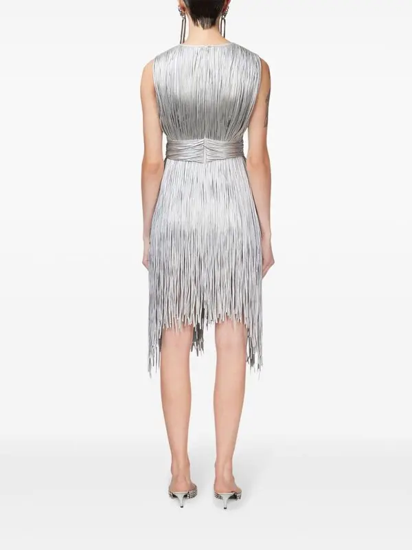 AREA Metallic Fringe Mini Dress