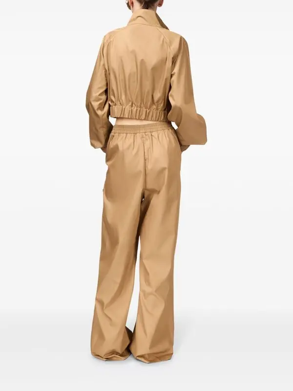AREA Crystal-embellished Cropped Jacket - Brown