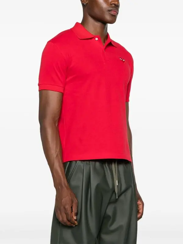Play Comme Des Garcon Heart-patch Piqué Polo Shirt - Red