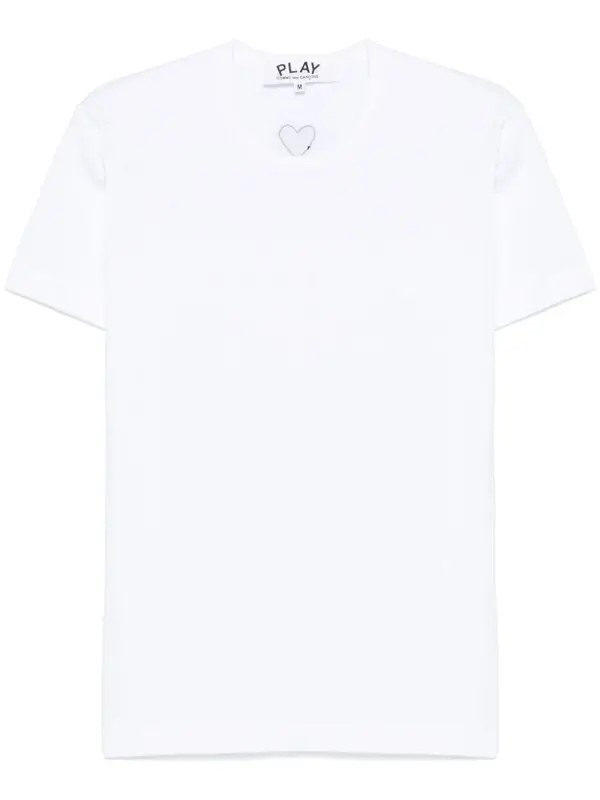 Play Comme Des Garcon Signature Heart-patch T-shirt - White