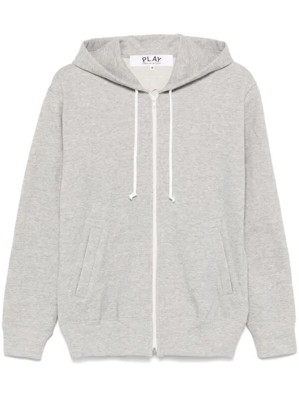 Play Comme Des Garcon Zip-up Hoodie With Heart Patch - Grey