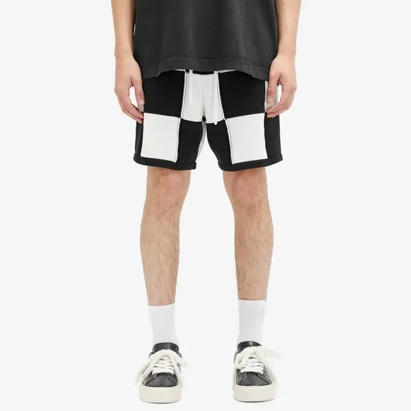 Cole Buxton Checkered Knit Shorts - Black/White | Editorialist