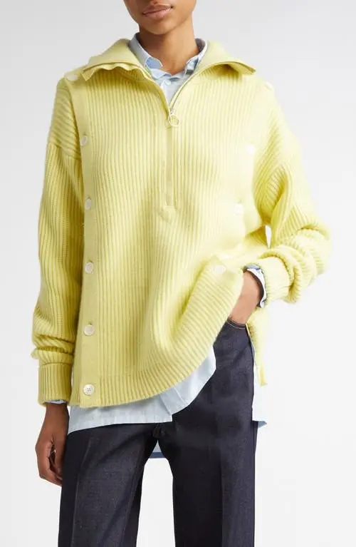 SETCHU Sethu Button Detail Cashmere Ribbed Sweater - Yellow