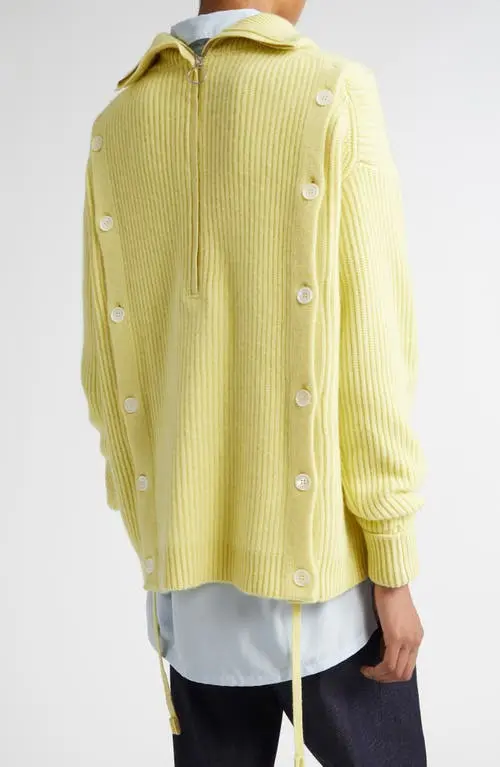 SETCHU Sethu Button Detail Cashmere Ribbed Sweater - Yellow