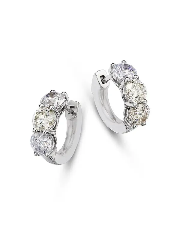 Bloomingdale'S Diamond Three Stone Huggie Earrings - White