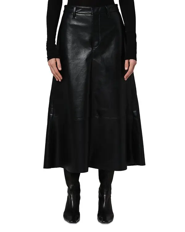 Citizens Of Humanity Cassia Leather Midi Skirt - Black