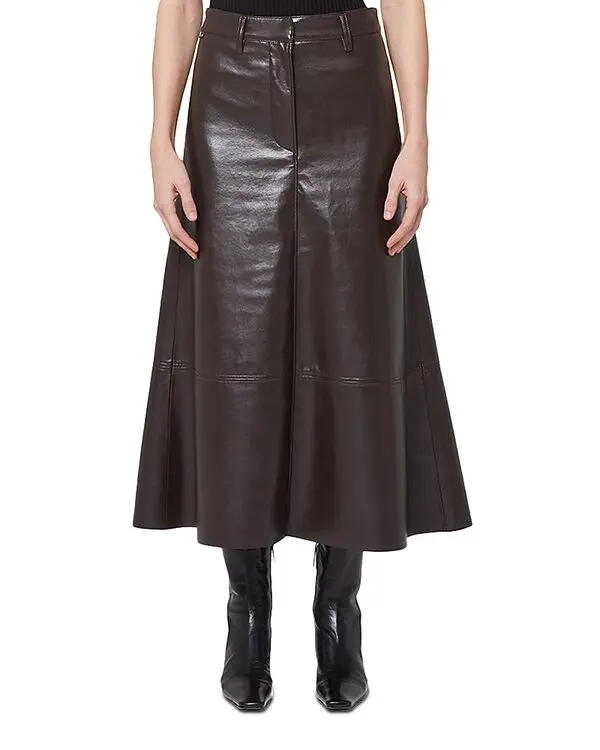 Citizens Of Humanity Cassia Leather Midi Skirt - Chocolate