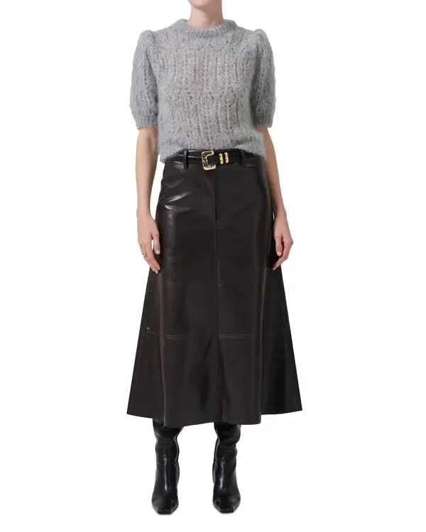 Citizens Of Humanity Cassia Leather Midi Skirt - Chocolate