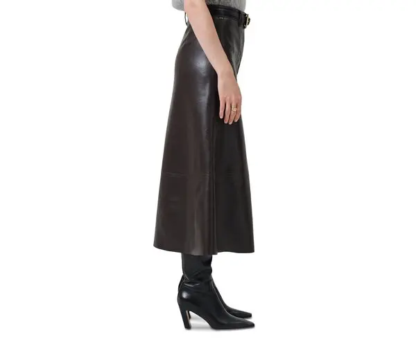 Citizens Of Humanity Cassia Leather Midi Skirt - Chocolate