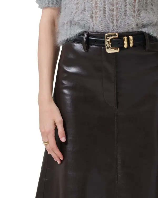 Citizens Of Humanity Cassia Leather Midi Skirt - Chocolate