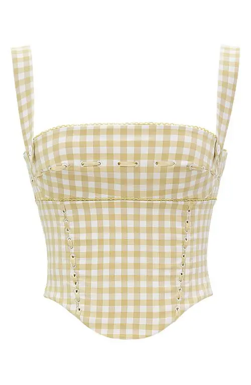 House Of Cb Lottie Gingham Corset Tank - Gingerbread