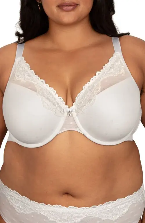 CURVY COUTURE Sheer Whisper Plunge Underwire T-shirt Bra - Pearl