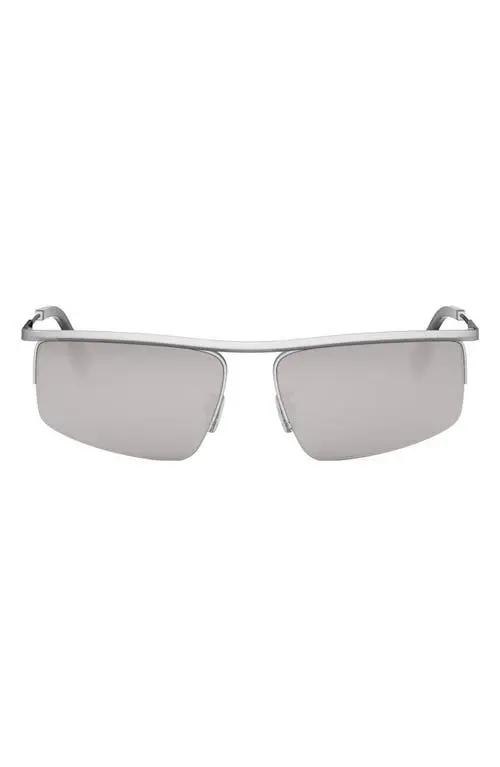 Fendi 60mm Geometric Sunglasses - Matte Palladium / Smoke Mirror