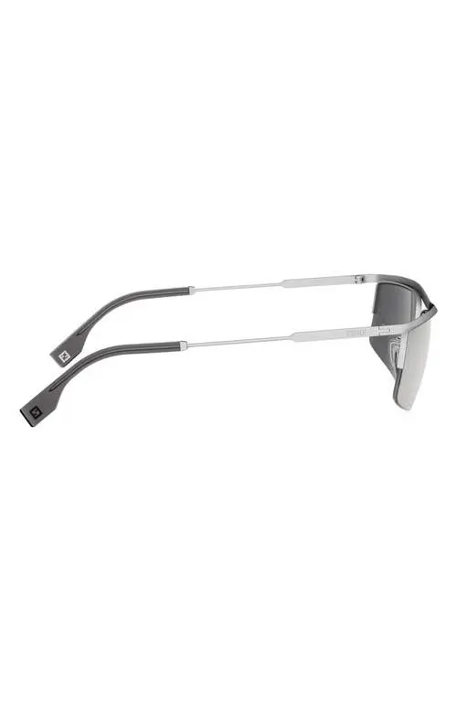 Fendi 60mm Geometric Sunglasses - Matte Palladium / Smoke Mirror