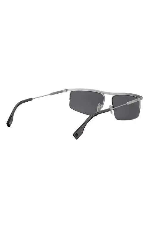 Fendi 60mm Geometric Sunglasses - Matte Palladium / Smoke Mirror