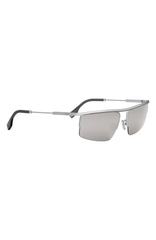 Fendi 60mm Geometric Sunglasses - Matte Palladium / Smoke Mirror