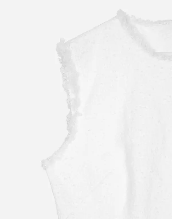 Dolce & Gabbana Short Cotton Raschel Tweed Dress - White