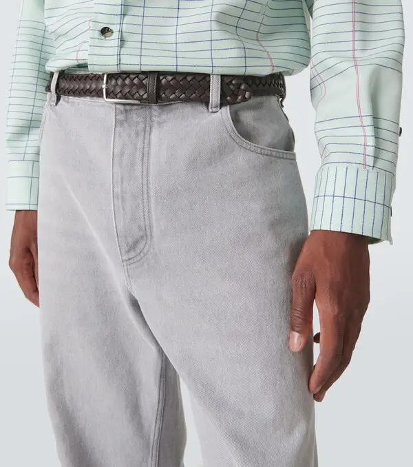 Bottega Veneta Intreccio Cabat Leather Belt