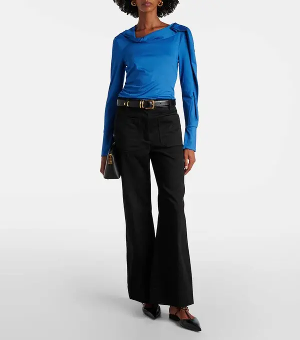 Victoria Beckham Ruched Asymmetric Jersey Top