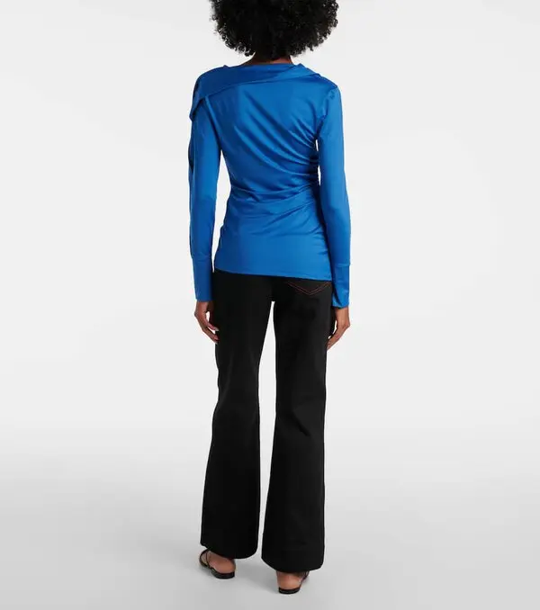 Victoria Beckham Ruched Asymmetric Jersey Top