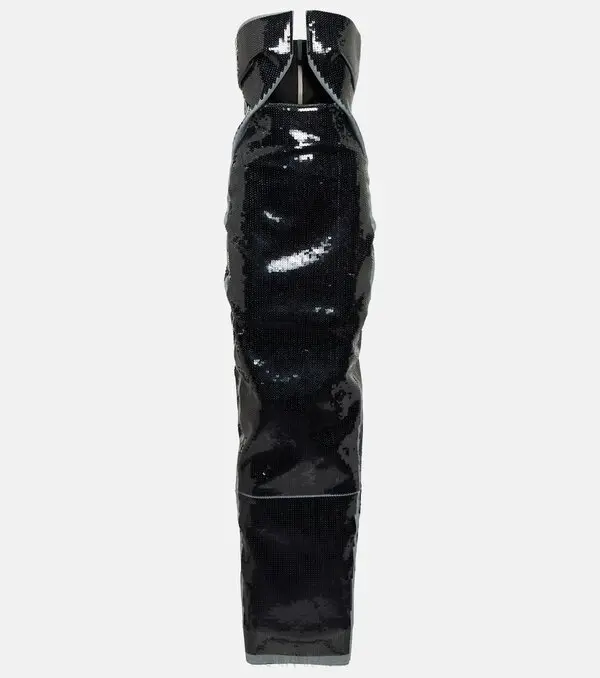 Rick Owens Strapless Sequined Gown