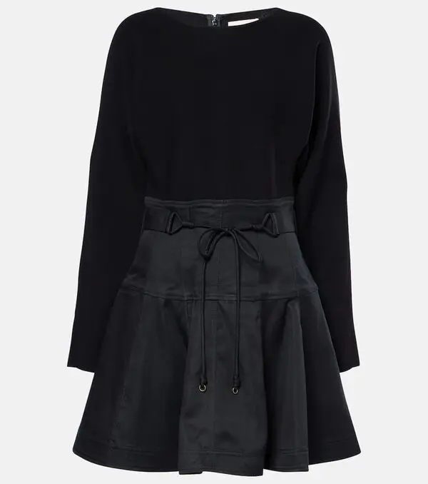 Ulla Johnson Aremi Twill-trimmed Minidress - Black
