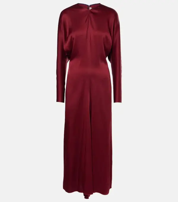 Victoria Beckham Draped Crepe Satin Midi Dress