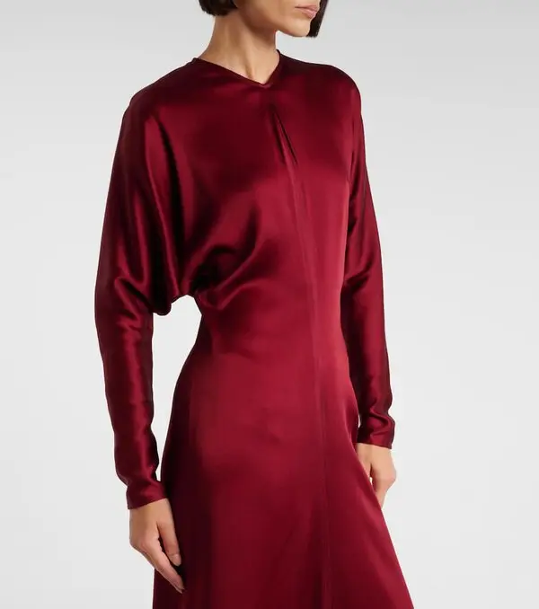 Victoria Beckham Draped Crepe Satin Midi Dress