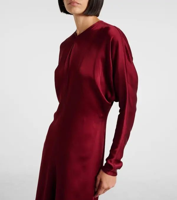 Victoria Beckham Draped Crepe Satin Midi Dress