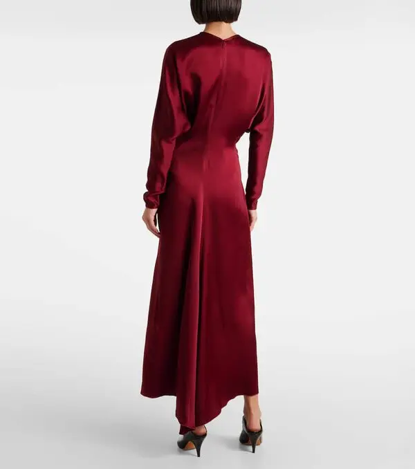 Victoria Beckham Draped Crepe Satin Midi Dress