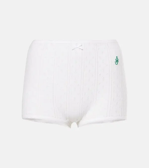 JW Anderson Pointelle Cotton And Cashmere Shorts - White