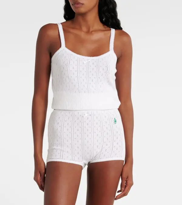 JW Anderson Pointelle Cotton And Cashmere Shorts - White