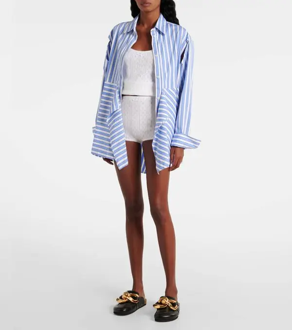 JW Anderson Pointelle Cotton And Cashmere Shorts - White
