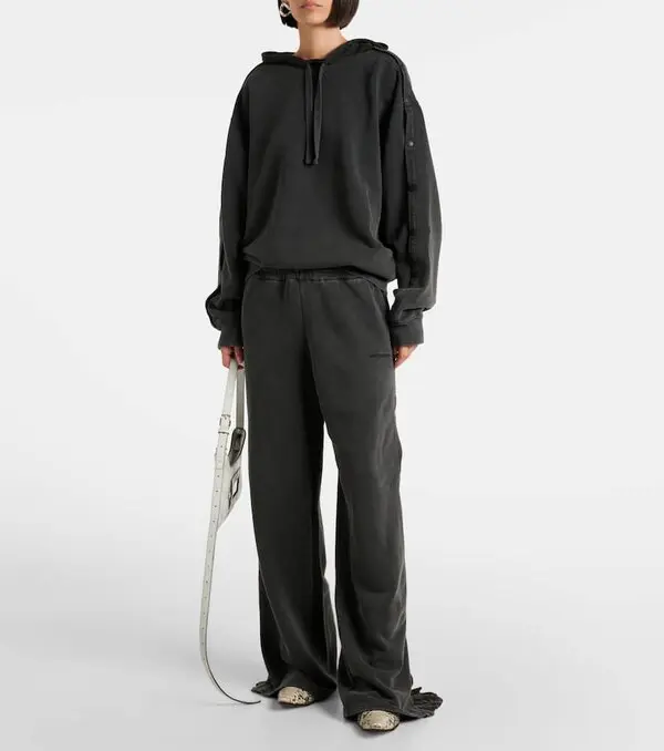 Y/project Oversized Cotton Jersey Hoodie With Buttoned Sleeves