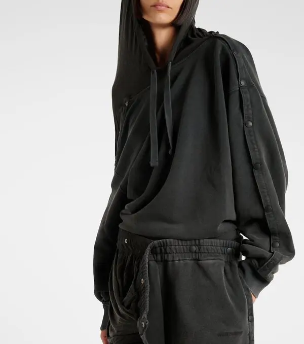 Y/project Oversized Cotton Jersey Hoodie With Buttoned Sleeves